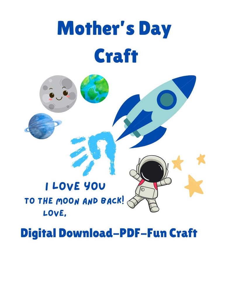 Mothers Day Craft, Mothers Day Handprint Craft, Preschool Craft, Rocket ...
