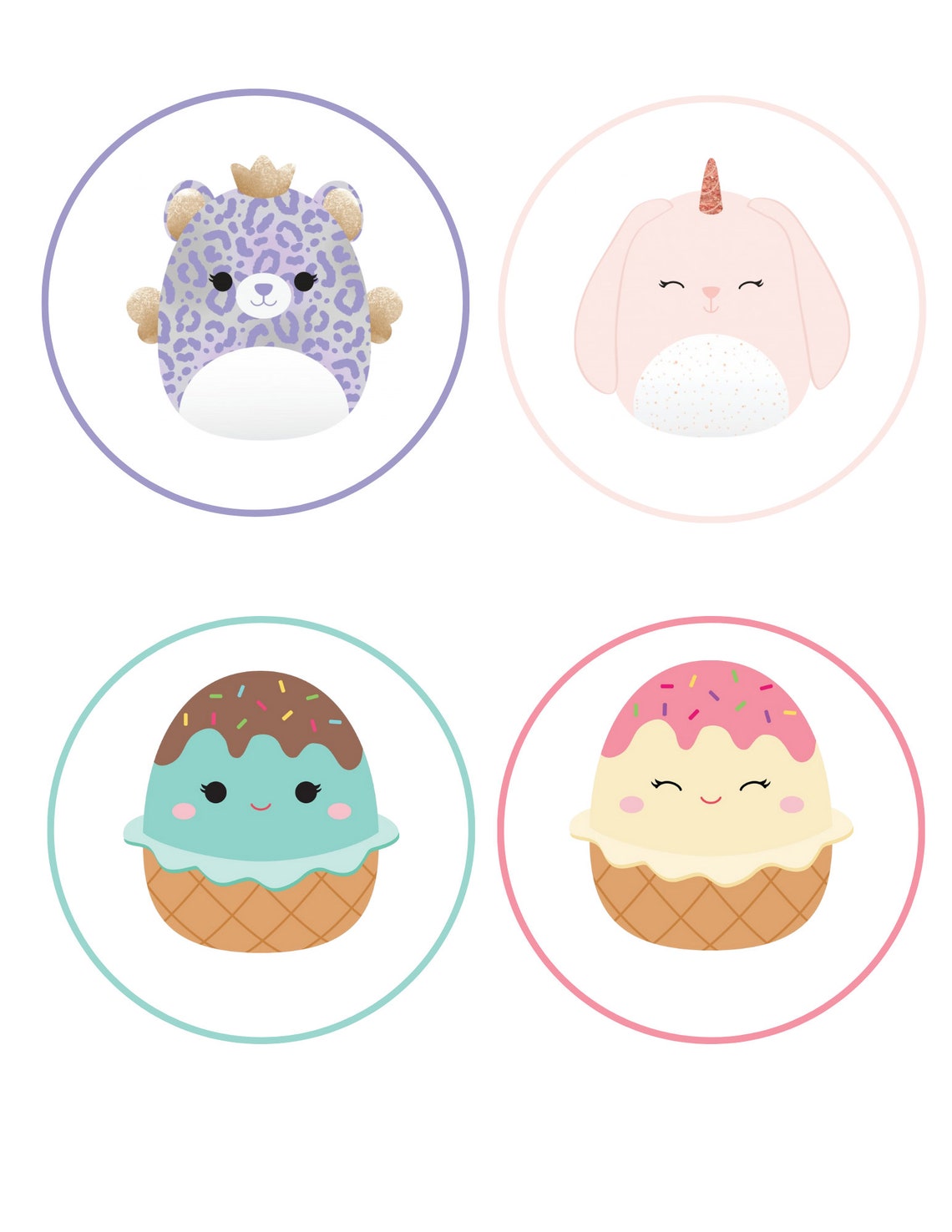 Squishmallow Cupcake Topper- White Background - Etsy