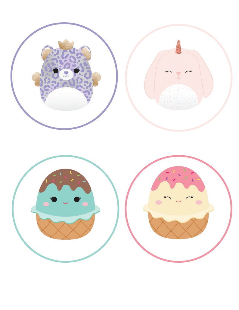 Squishmallow Cupcake Topper- White Background - Etsy