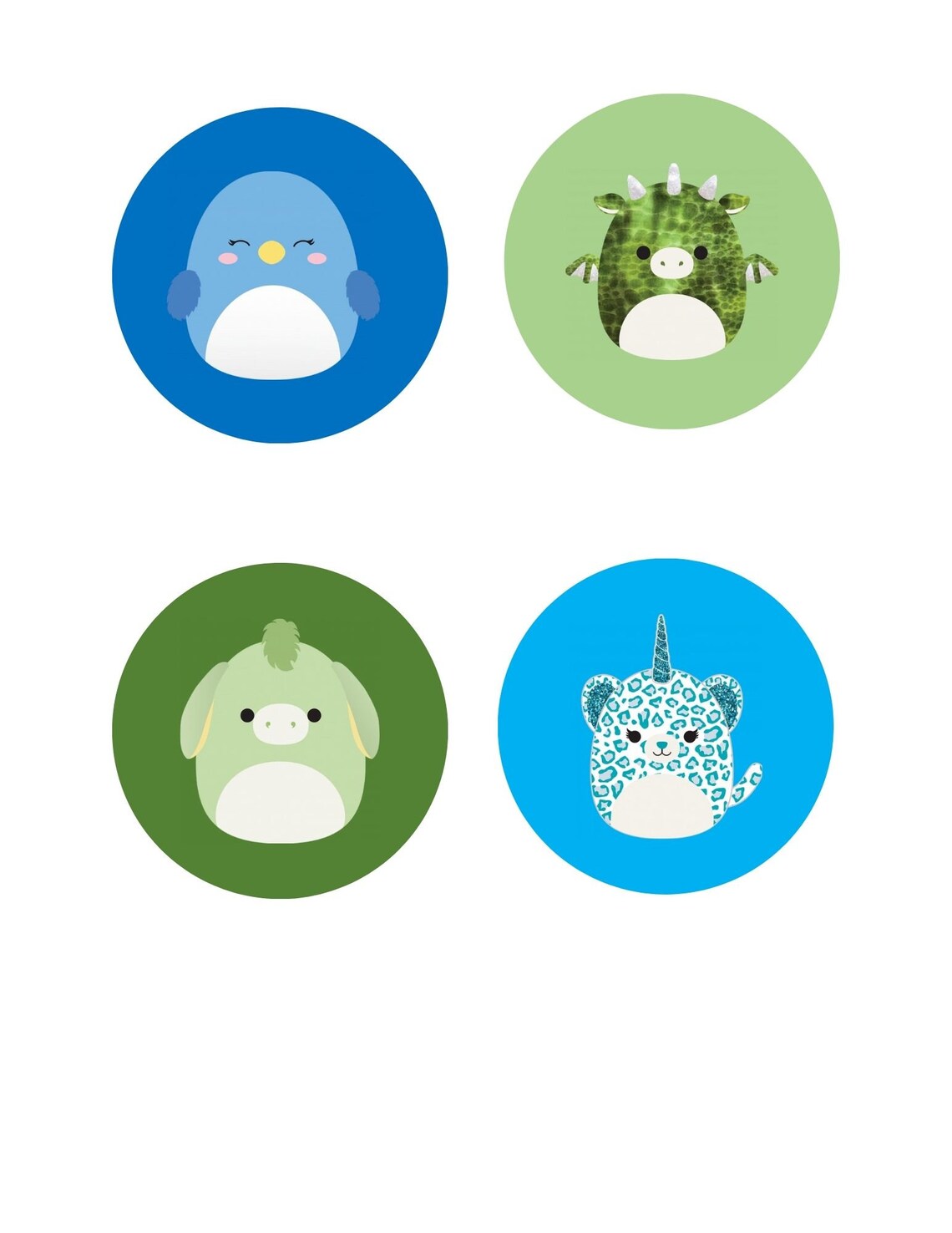 Blue and Green Squishmallow Cupcake Toppers, Squishmallow Party ...