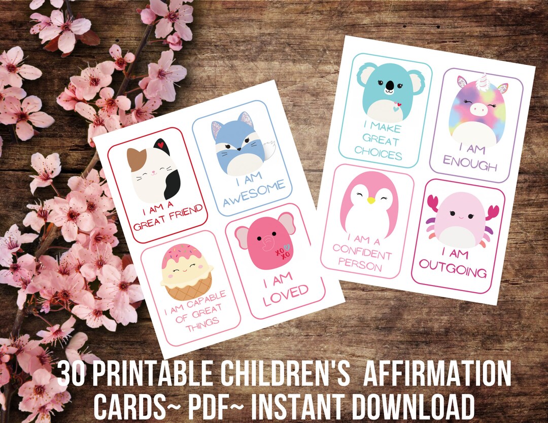 Children's Positive Affirmation Cards, Printable Kids Affirmation Cards ...