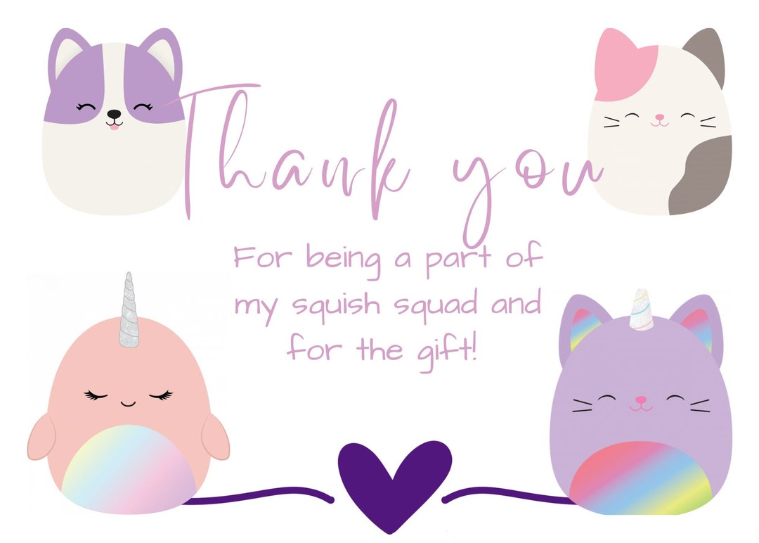 Squishmallow Thank You Card - Etsy