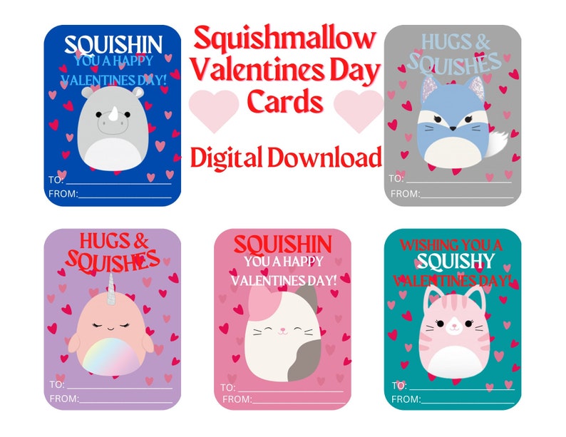 Squishmallow Valentines Day Cards - Etsy