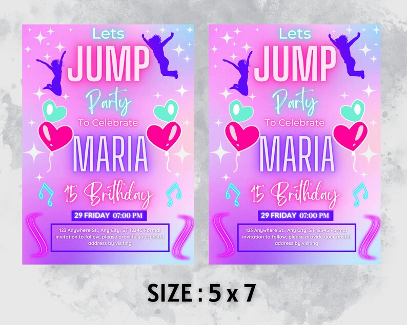 Editable Jump Birthday Party Invitation, Tie Dye Jump Birthday Party ...