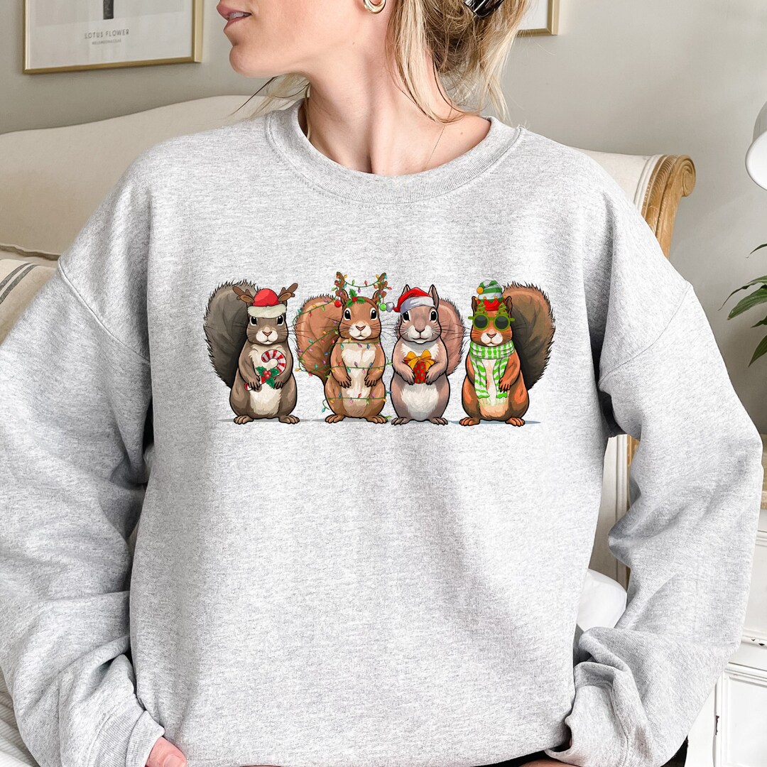 Christmas Squirrel Lights Sweatshirt, Christmas Squirrel Hoodie ...