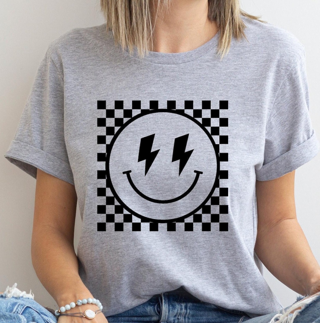 Retro Checkered Smiley Face Shirt - Comfort Colors Tee - Etsy