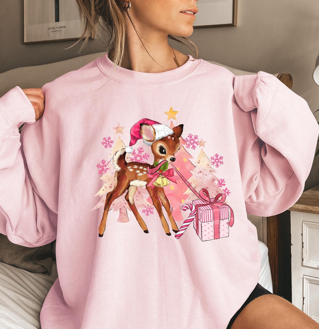 Reindeer Christmas Sweatshirt, Deer Crewneck, Xmas Winter Gift ...