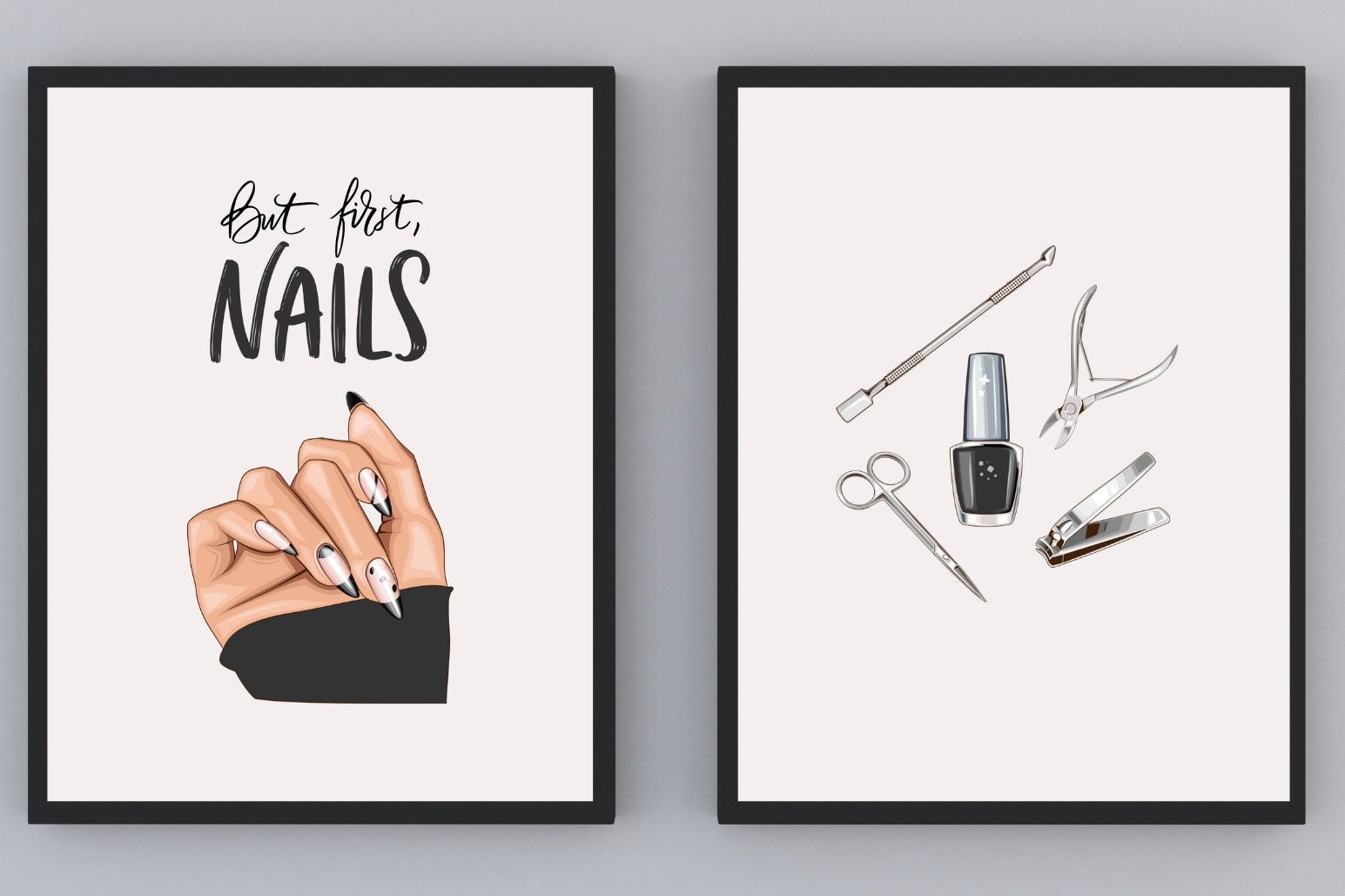 Nail Tech Wall Art, Nail Salon Wall Art , Nail Tech Digital Art, Set of ...