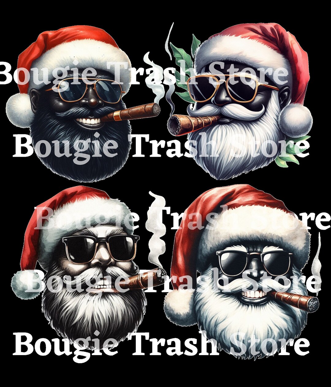 Bougie Trash Store: African American Retro Smoking Santa Head SVG ...