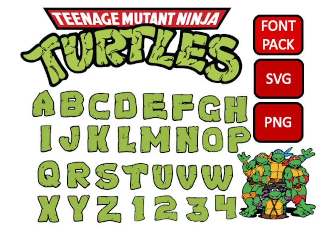 Tortugas Ninja SVG & PNG Font Pack Individual svg tortuga - Etsy España