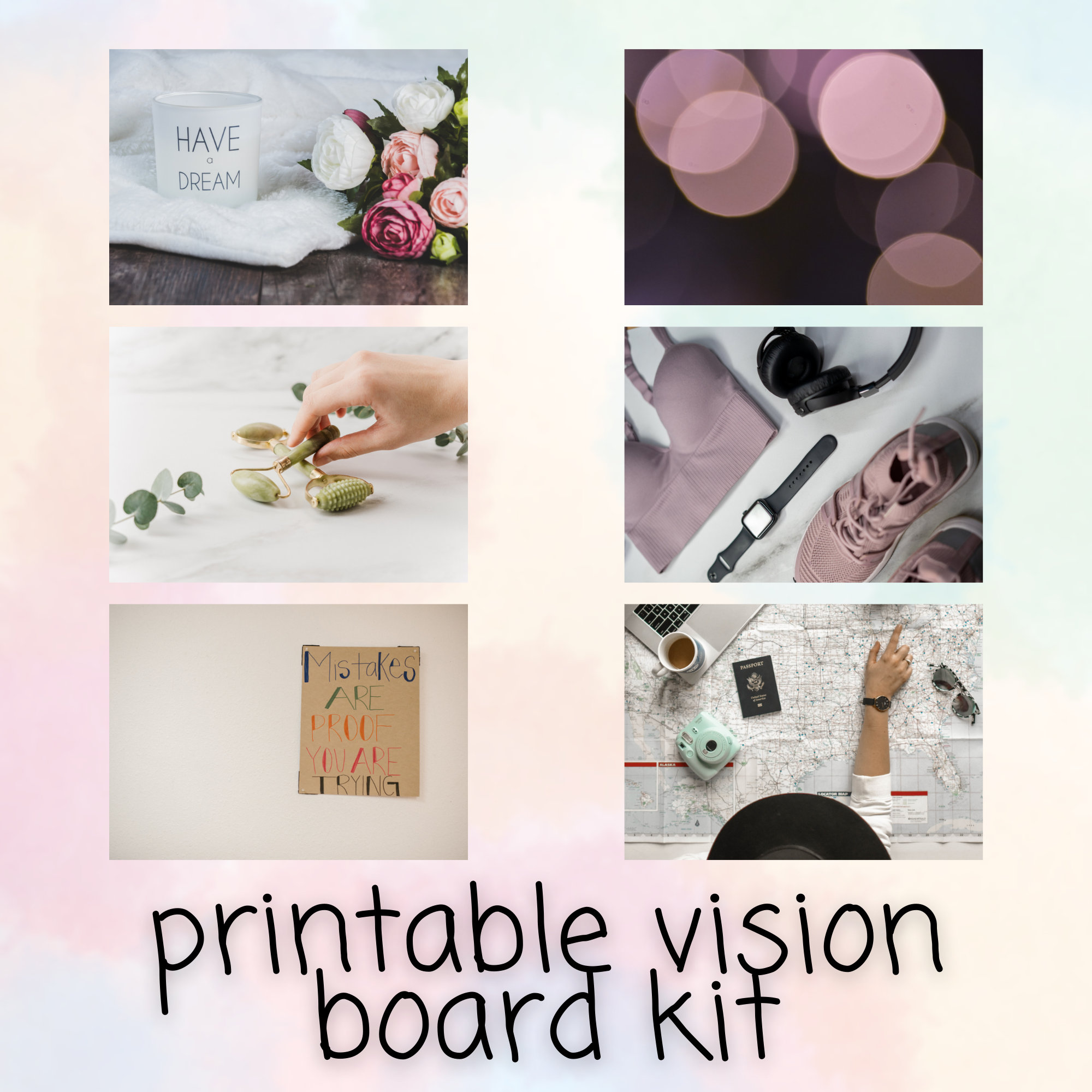 Printable Vision Board Kit | Digital Vision Board Cards | Aesthetic ...