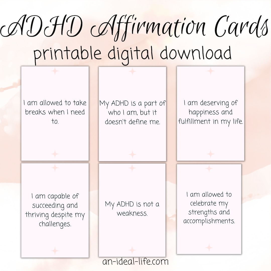52 Printable ADHD Affirmation Cards for Positive Mindset and Self ...