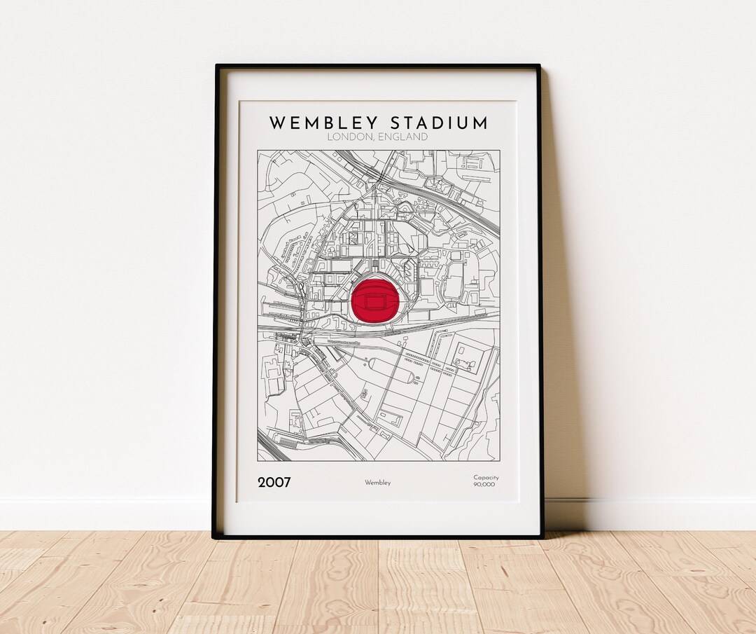 Wembley Stadium Map Print Digital Download Football Wall Art Modern ...
