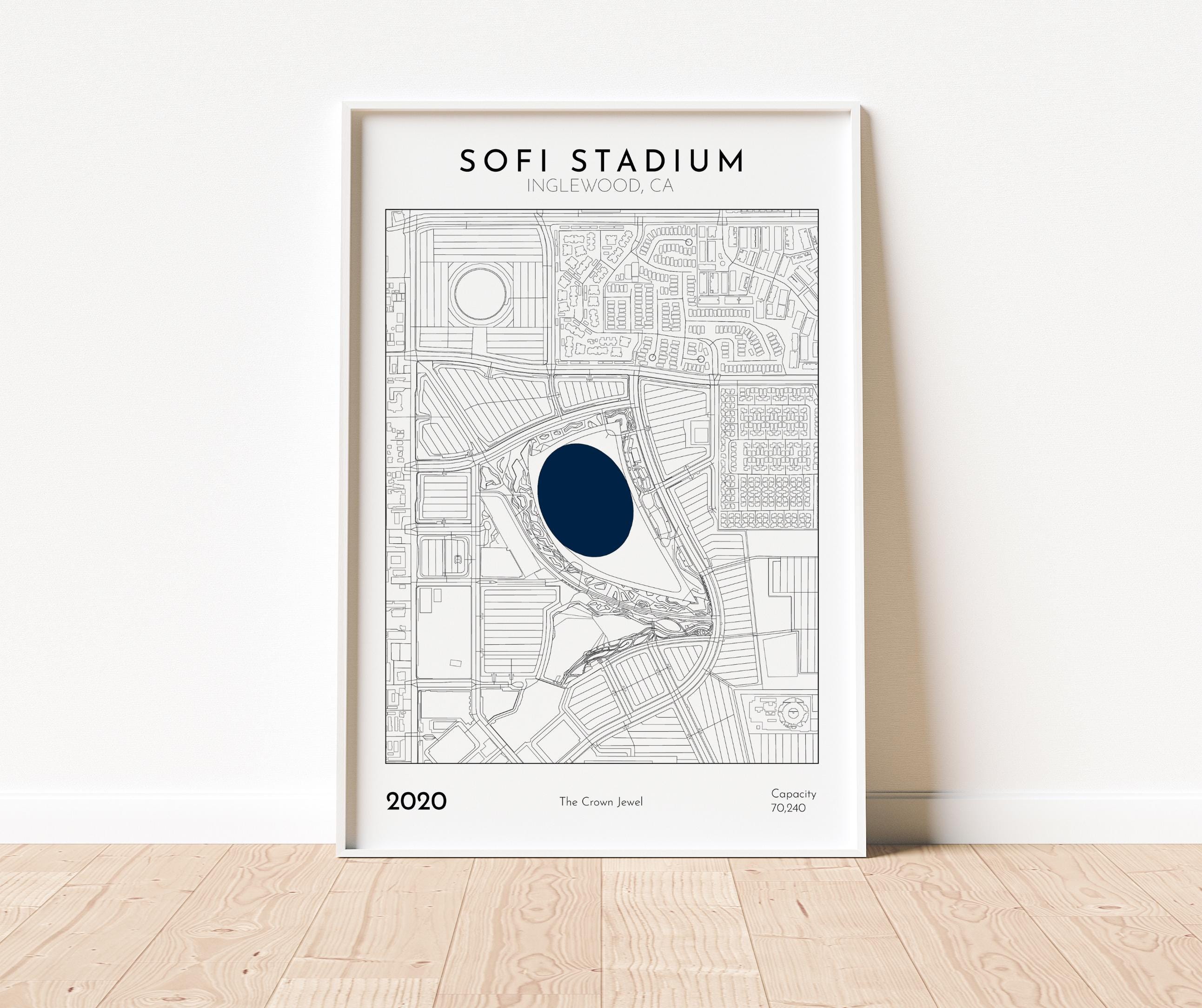 Sofi Stadium Football Map Wall Art Digital Print for Rams Chargers Fans ...