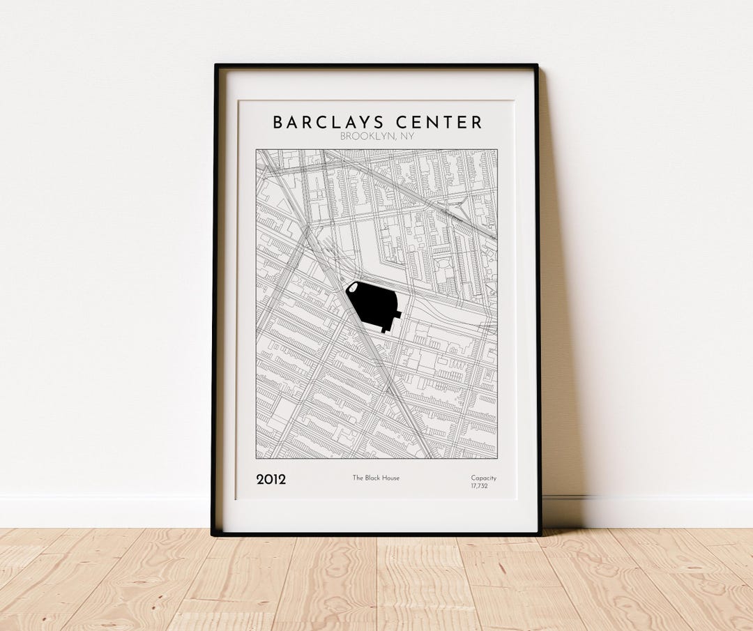 Barclays Center Stadium Map Print Brooklyn Nets Wall Art Perfect Gift ...