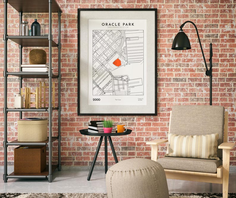 Oracle Park Map Art Print: San Francisco Giants Stadium (digital ...