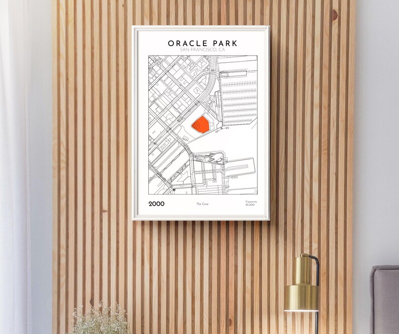 Oracle Park Map Art Print: San Francisco Giants Stadium (digital ...