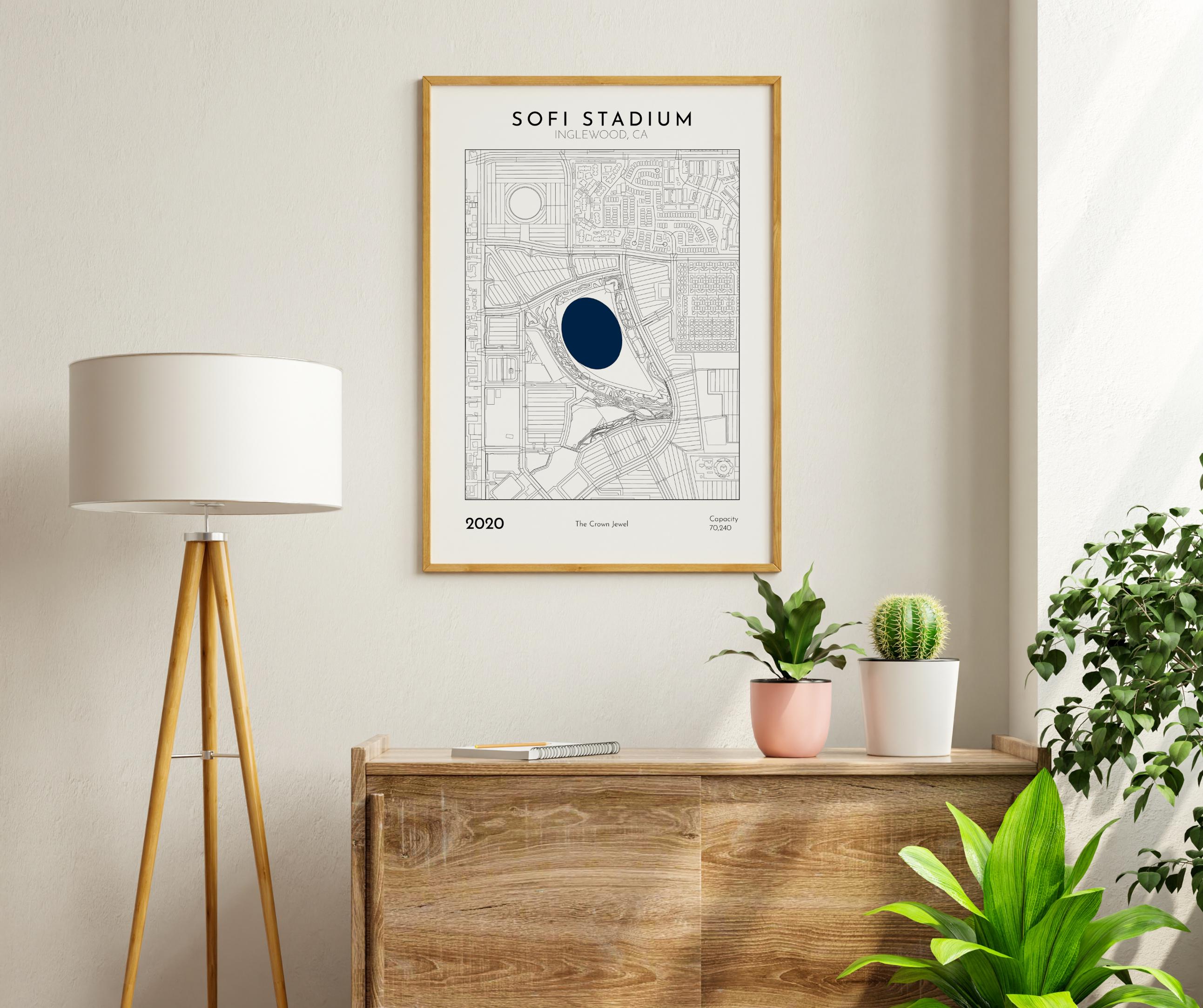 Sofi Stadium Football Map Wall Art Digital Print for Rams Chargers Fans ...