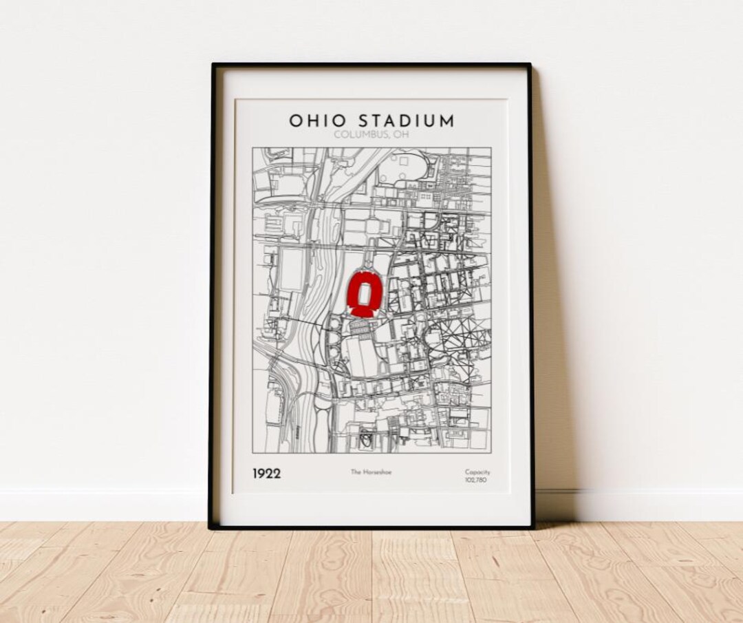 Ohio Stadium Map Print Ohio State Buckeyes Wall Art Perfect Gift for ...