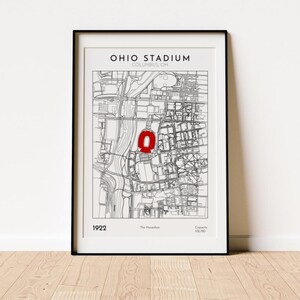 Ohio Stadium Map Print Ohio State Buckeyes Wall Art Perfect Gift for ...