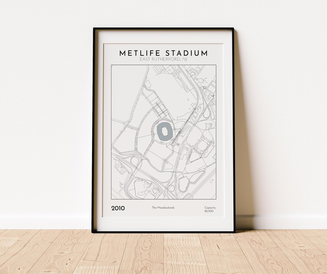Metlife Stadium Map Print: New York Football Wall Art Poster Digital ...