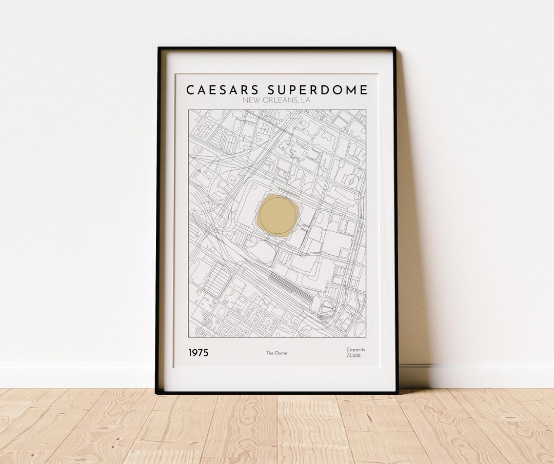 Caesars Superdome Stadium Map Print New Orleans Saints Football Wall ...