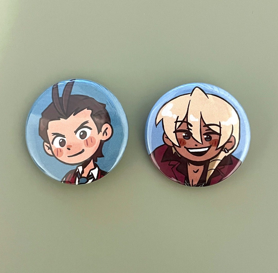 AA: Apollo Justice and Klavier Gavin Round Button Pins / Pinback Badges ...