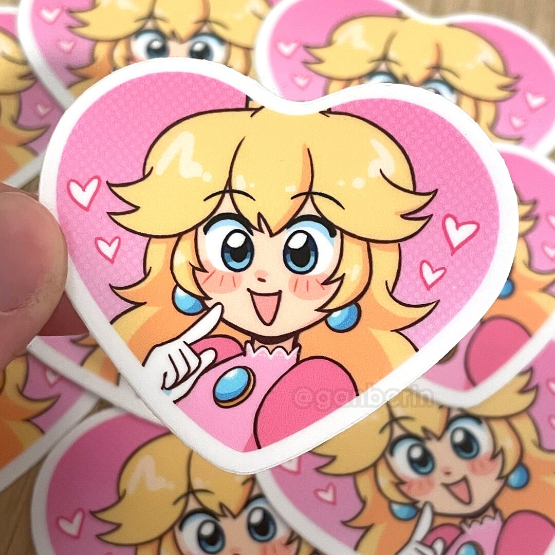 Princess Peach 2in Heart Vinyl Sticker - Etsy