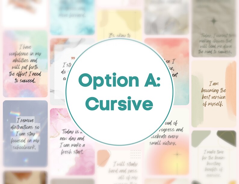 CURSIVE Downloadable Printable Aesthetic Colourful Positive ...