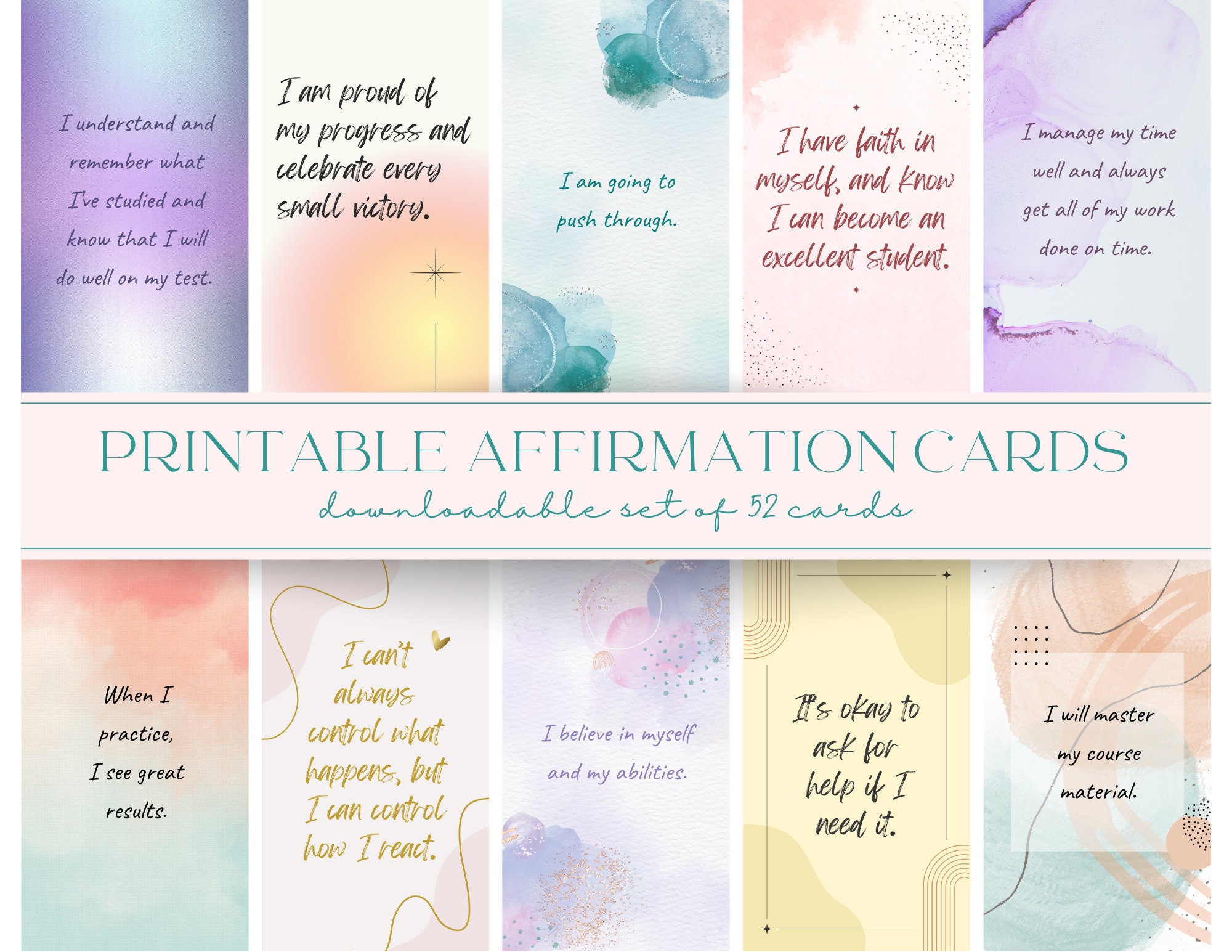 CURSIVE Downloadable Printable Aesthetic Colourful Positive ...