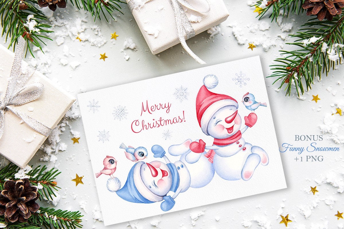 Christmas Snowmen Clipart, Cute Snowman Bundle PNG, Christmas ...