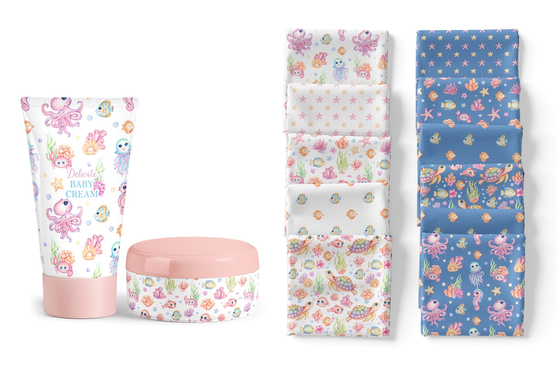 Sea Animals Digital Paper Watercolor Ocean Seamless Pattern - Etsy