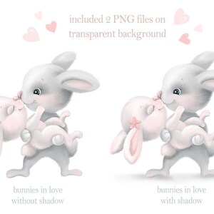 Bunny in Love Clipart, Valentine Png, Valentines Day Clipart, Couple ...