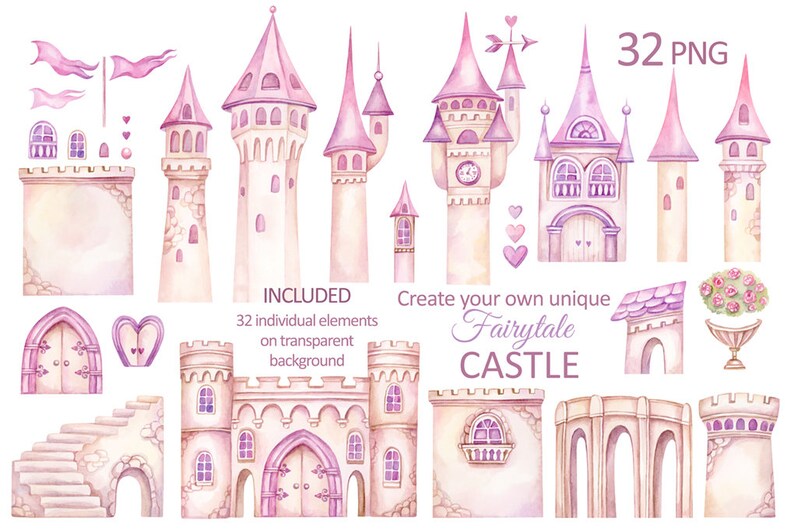 Fairytale Castle Clipart Princess Castle PNG Fairy Tale - Etsy