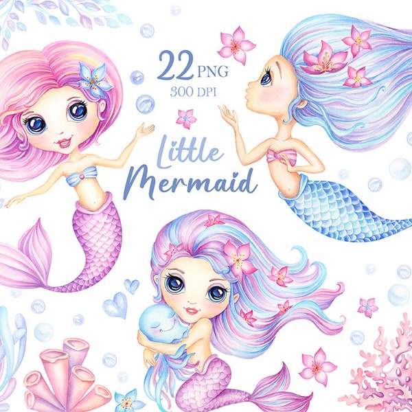 Mermaid Watercolor - Etsy