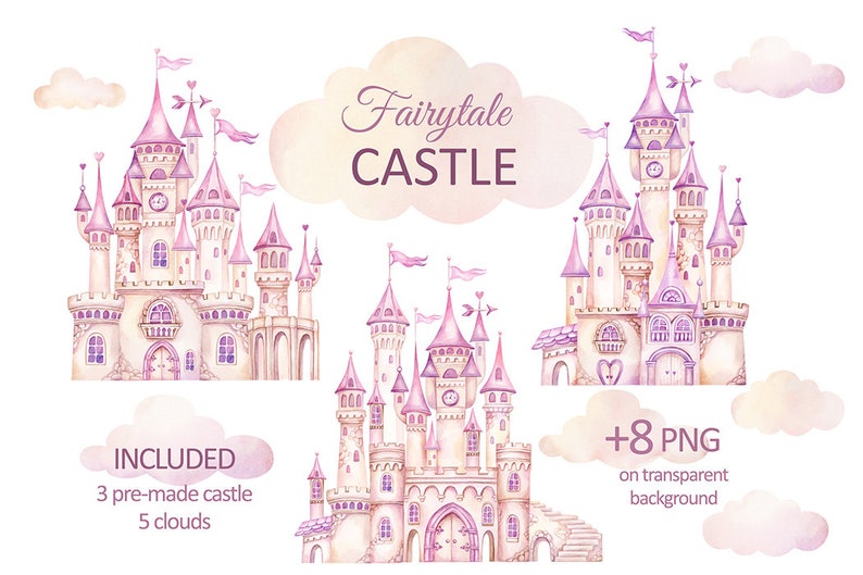 Fairytale Castle Clipart Princess Castle PNG Fairy Tale - Etsy