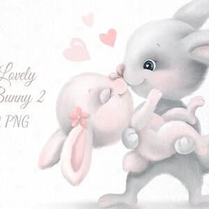 Bunny in Love Clipart, Valentine Png, Valentines Day Clipart, Couple ...