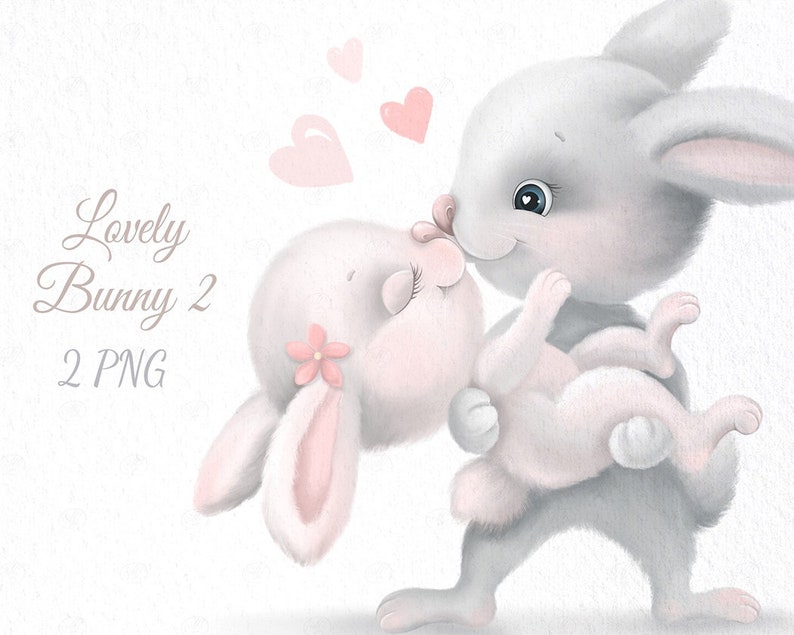 Bunny in Love Clipart, Valentine Png, Valentines Day Clipart, Couple ...