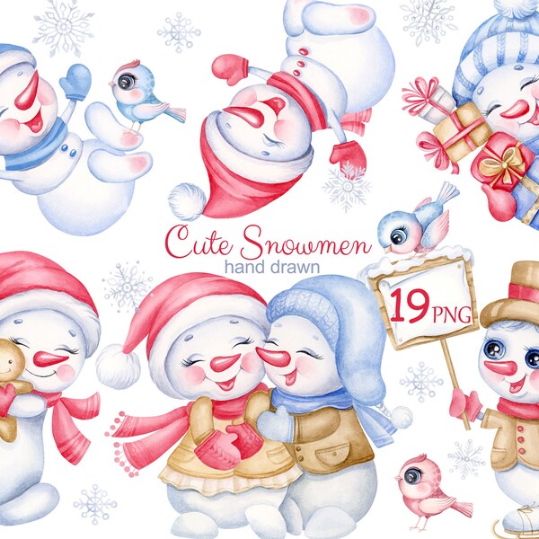 Snowman Watercolor - Etsy