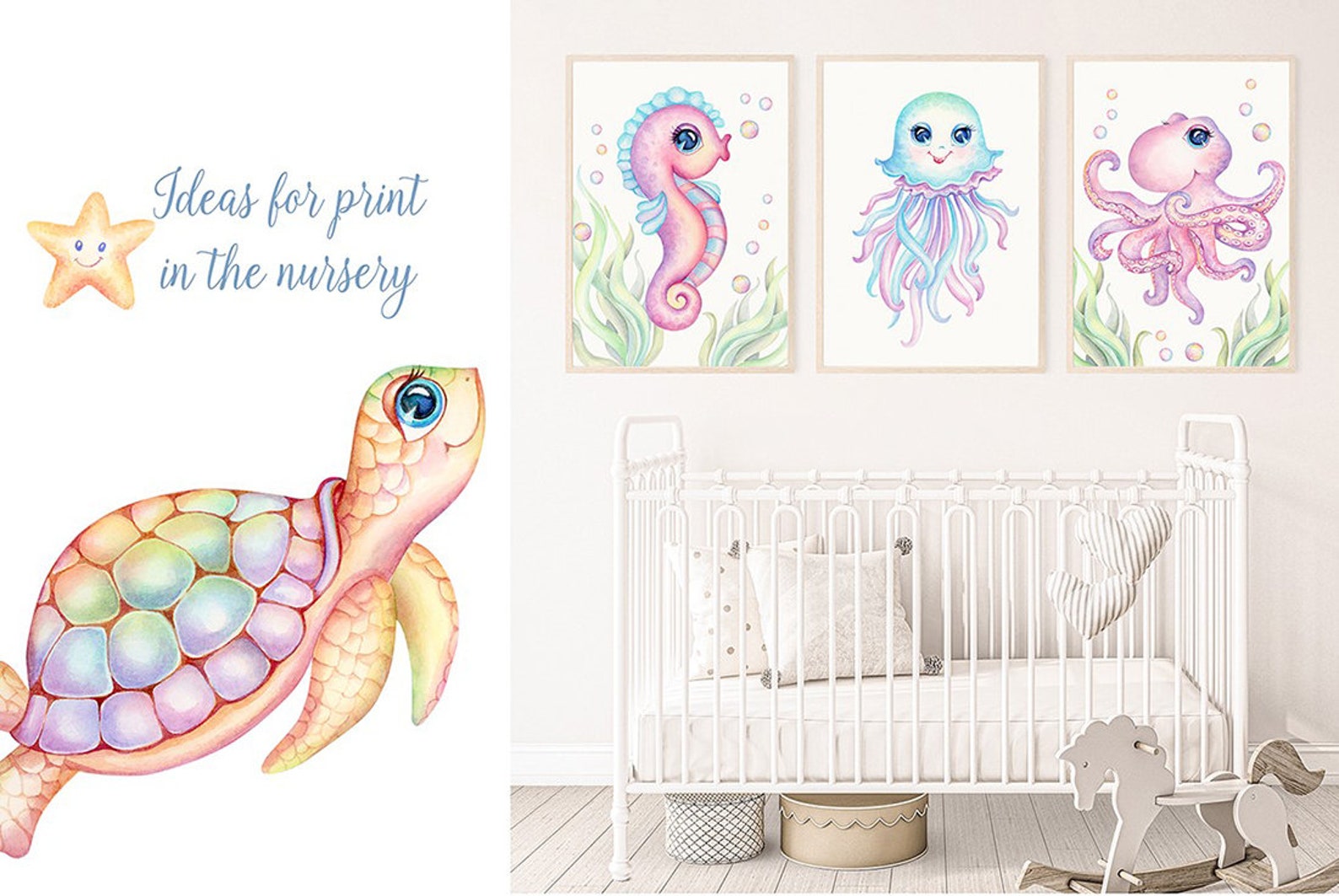 Sea Animal Watercolor Clipart, Under the Sea Creatures PNG, Underwater ...