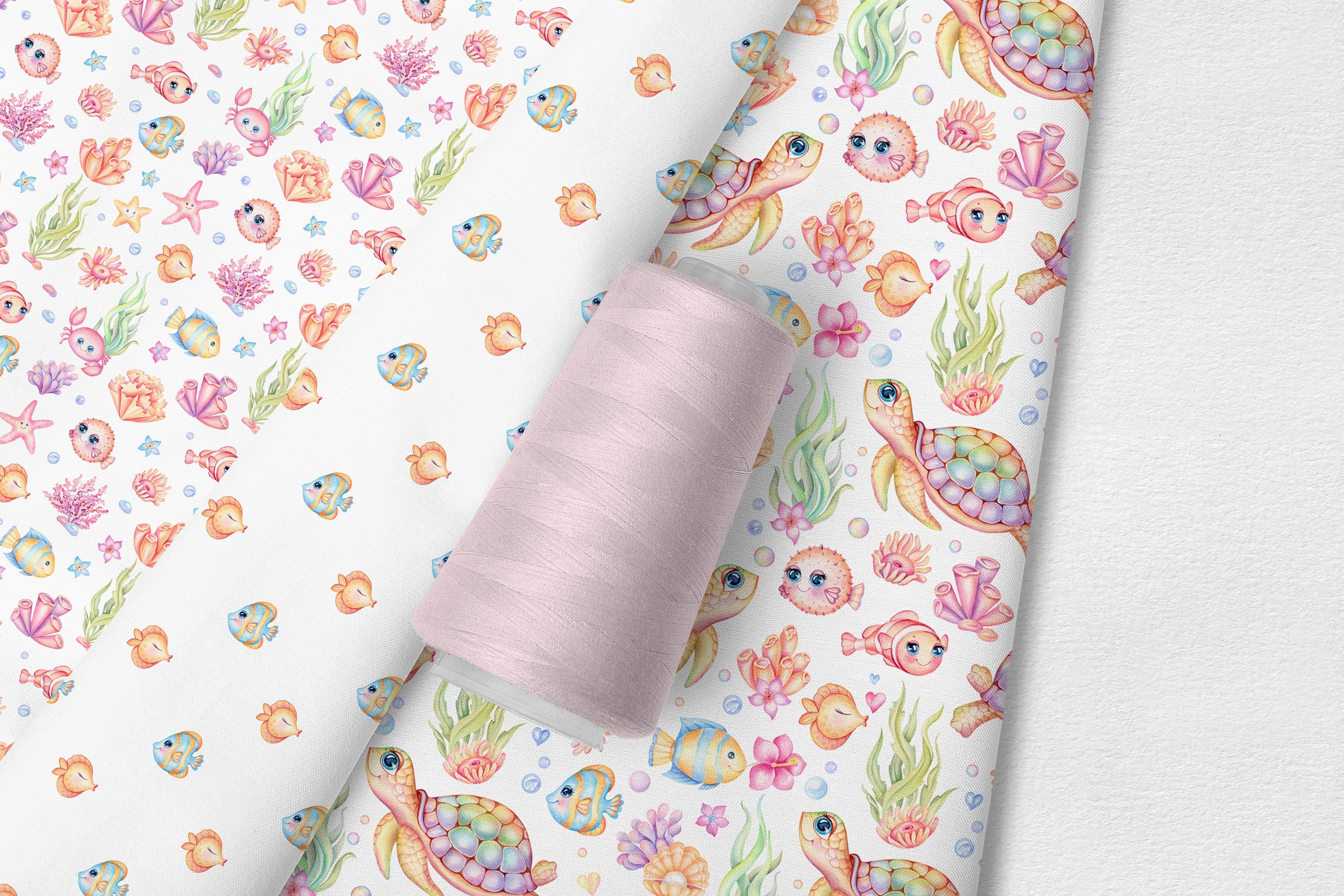 Sea Animals Digital Paper Watercolor Ocean Seamless Pattern - Etsy