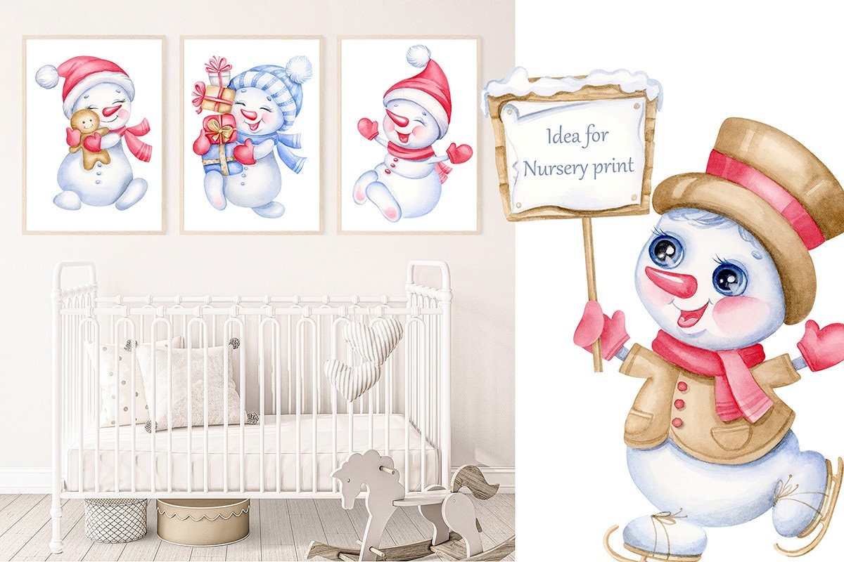 Christmas Snowmen Clipart, Cute Snowman Bundle PNG, Christmas ...