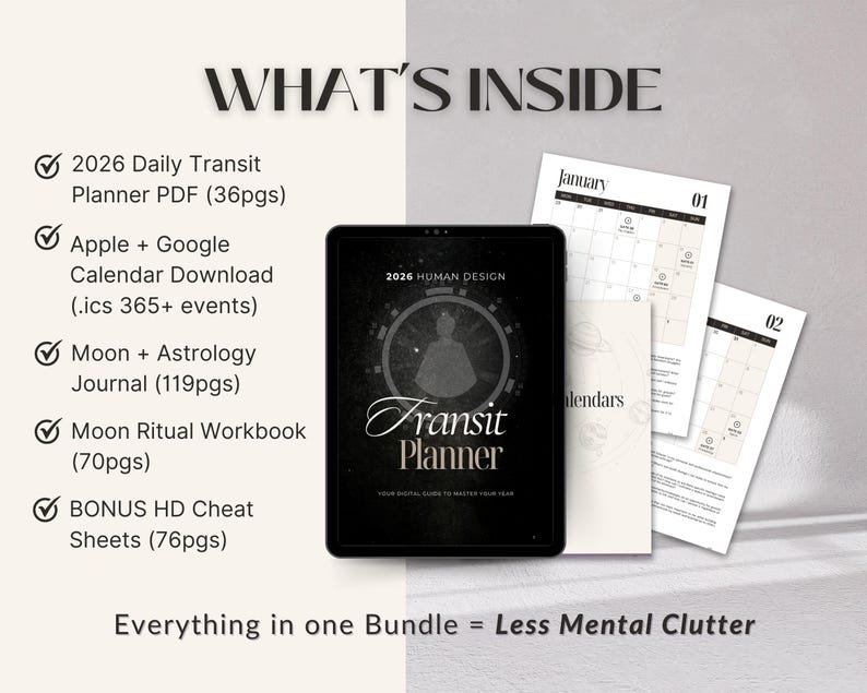 2026 Human Design Transit Calendar + Planner for ADHD | Printable PDF ...