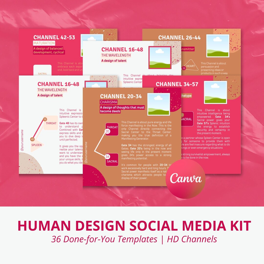 Human Design Channel Social Media Kit | 36 Canva Templates on HD ...
