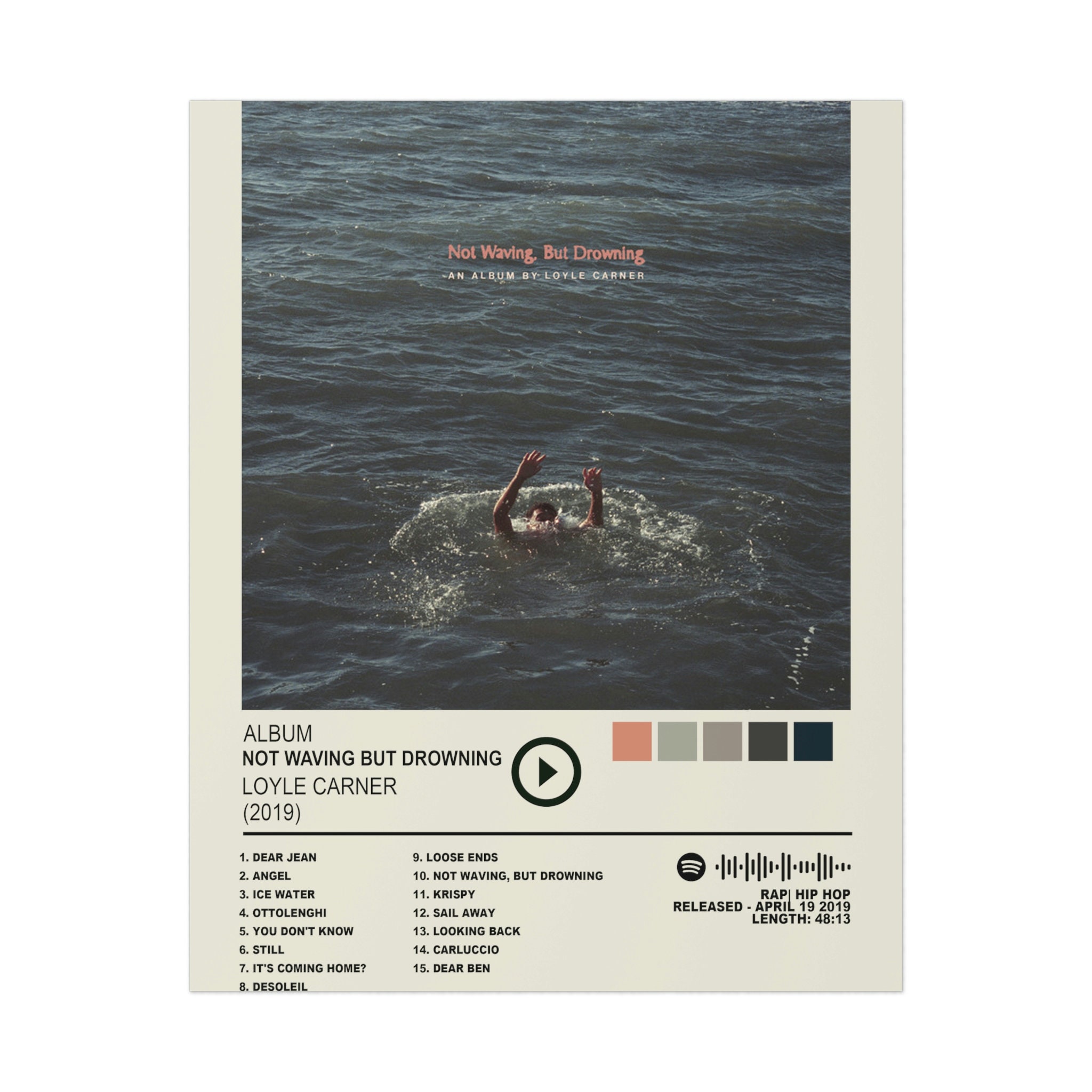 Loyle Carner Poster | Not Waving, But Drowning | Loyle Carner Playlist ...