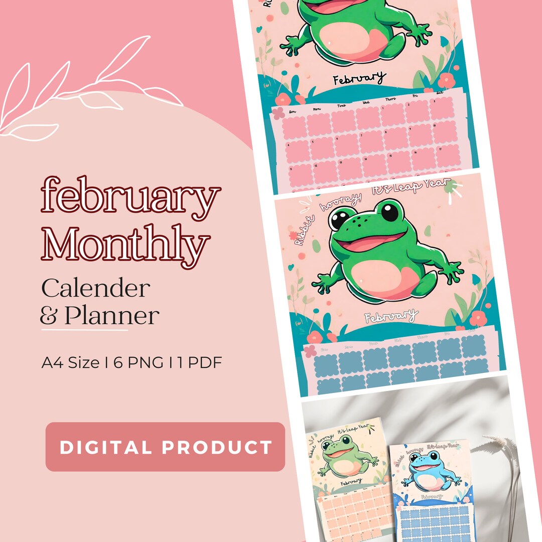 Its a Leap Year Planner, Monthly Calendar, February Calender, Gifts for ...