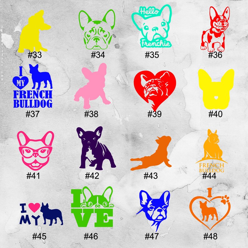 FRENCH BULLDOG 17-32 Dog Vinyl Decals Car Window Decal Locker Sticker ...