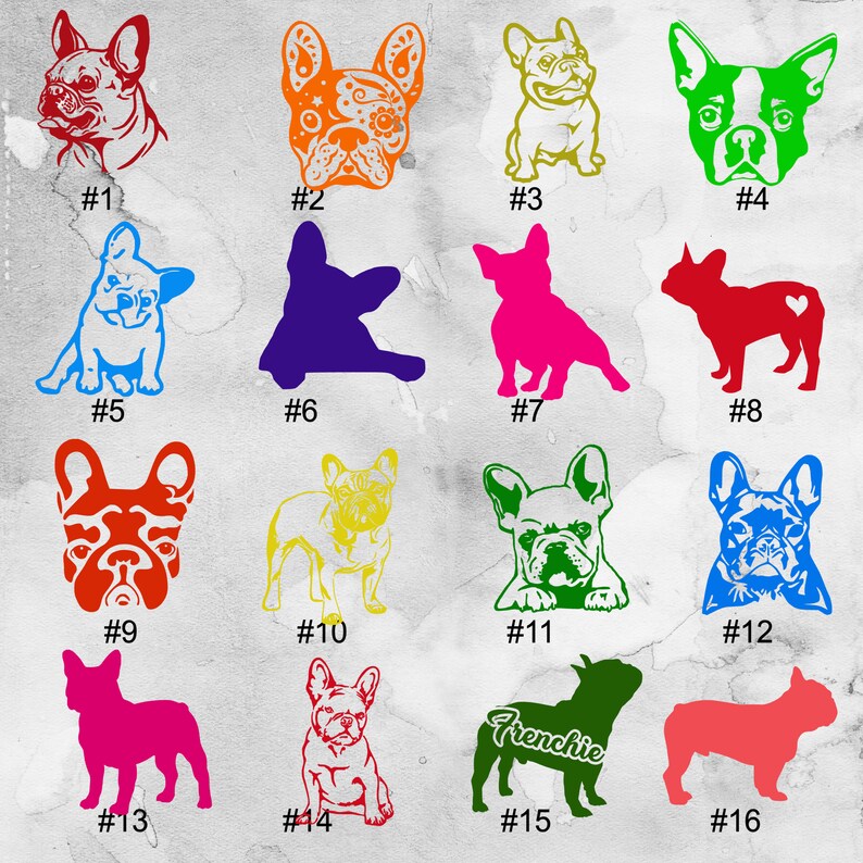 FRENCH BULLDOG 17-32 Dog Vinyl Decals Car Window Decal Locker Sticker ...