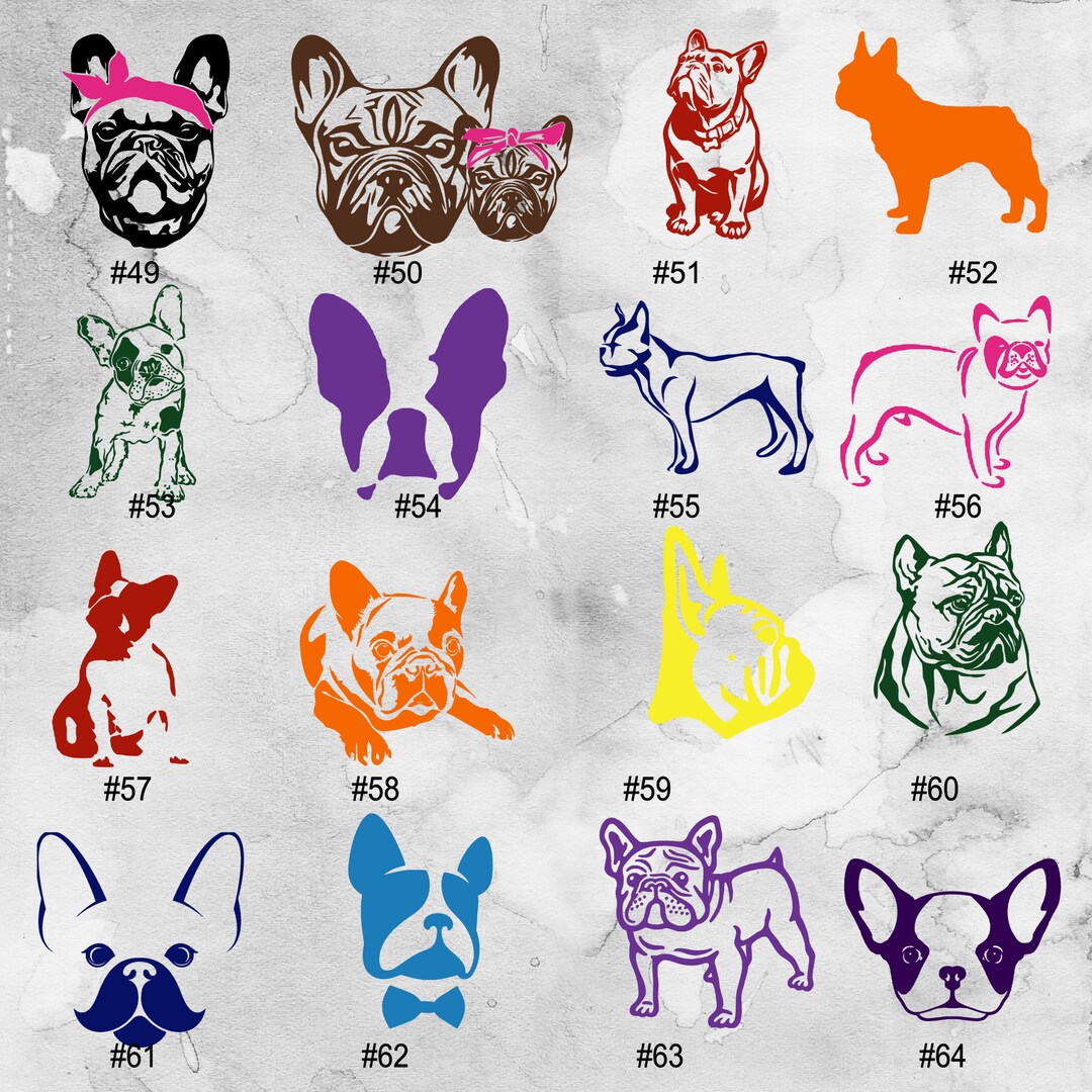 FRENCH BULLDOG 49-64 Dog Vinyl Decals Car Window Decal Locker Sticker ...
