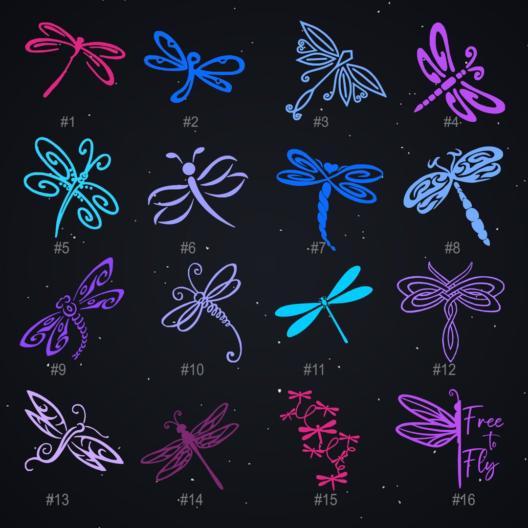 DRAGONFLY 1-16 Dragonflies Vinyl Decals Car Window Decal Locker Sticker ...